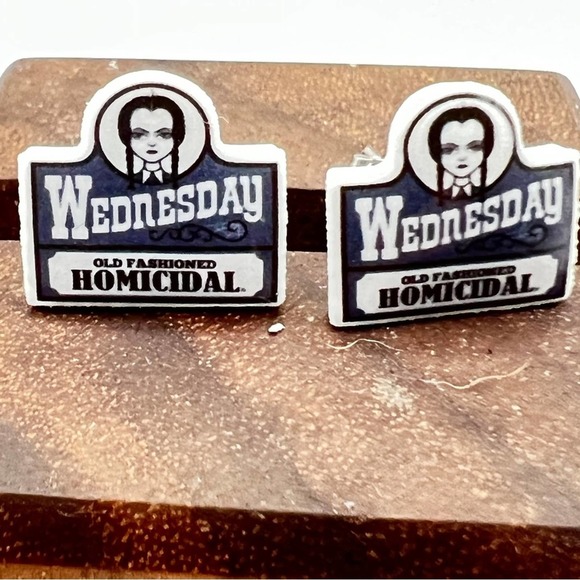Jewelry | Wednesday Addams Wendys Logo Small Enamel Stud Earrings ...
